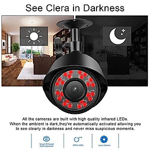 4CH 1080P Network Video Recorder DVR Security Camera Sets AHD CCTV Home Security Camera Digital Video Recorder +4 x Cameras +4 x BNC Cables（NO HDD）