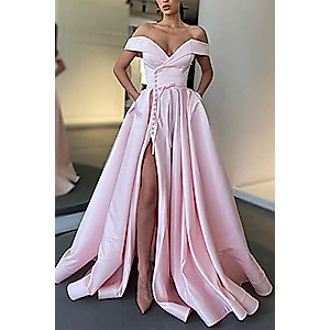 Mermaid Prom Dresses with Pockets for Junior Satin Pleated Formal Evening Gown US18W Hot Pink