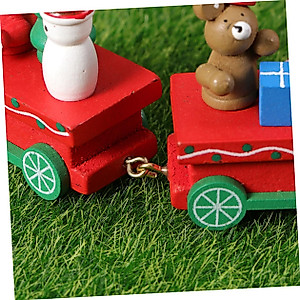 Alasum 2pcs Xmas Train Toy Christmas Tabletop Decor Kids Table Window Decoration Supplies Wooden Train Decor Tray Decor Four-Section Wooden Train Children's Table Bamboo Small Train