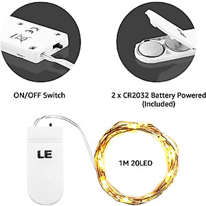 Lighting EVER Fairy Lights Battery Operated 20 LED Mini String Lights, Waterproof Small Pixie Lights for Mason Jars, Crafts, DIY Decorations, Wedding Party Centerpieces, Bedroom Christmas Décor