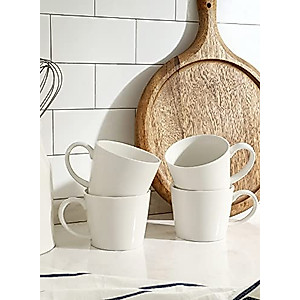 Teocera Coffee Mugs Set of 4, 12 Ounce Coffee Mug Set with Handle for Latte, Cappuccino, Cocoa, Tea - Modern Design Mugs - Gift for Women Men, White