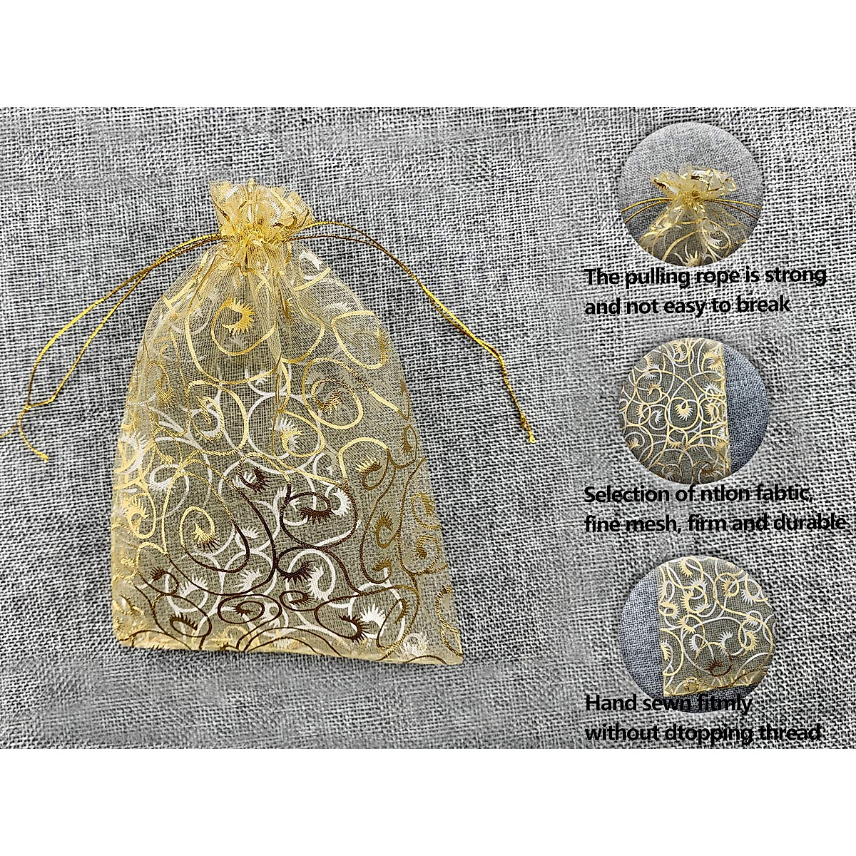 Wedding Favors Small Gift Bags, 100pcs 2.8x3.6 Inch (7x9cm) Gold Organza Bags for Party Favor Bags Small Business Candy Bags Mesh Bag (Gold, 2.8''x3.6'')