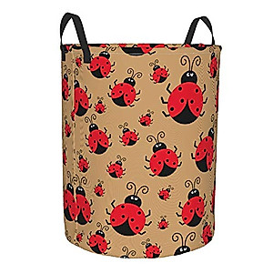 FeHuew Childish Seamless Cute Ladybug Collapsible Laundry Basket with Handle Waterproof Fabric Hamper Laundry Storage Baskets Organizer Large Bins for Dirty Clothes,toys,Bathroom