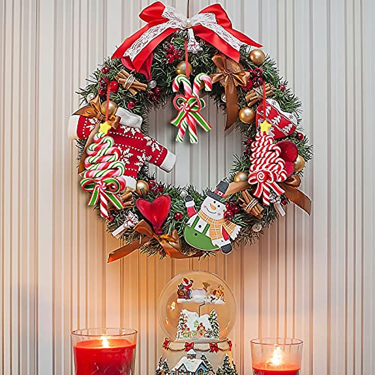 6 Pieces Christmas Candy Ornaments Lollipop Ornament Candy Cane Hanging Decor Peppermint Christmas Tree Decoration Fake Candy Canes Crafts for Xmas Wreath Party Supplies Red and White (Basic Style)