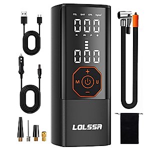 Tire Inflator Portable Air Compressor-25000mAh＆180PSI Air Pump for Car Tires-Cordless Tire Pump with Pressure Gauge, Cigarette Lighter Plug for Motorcycle, Bike, Ball, Dual-Use Type