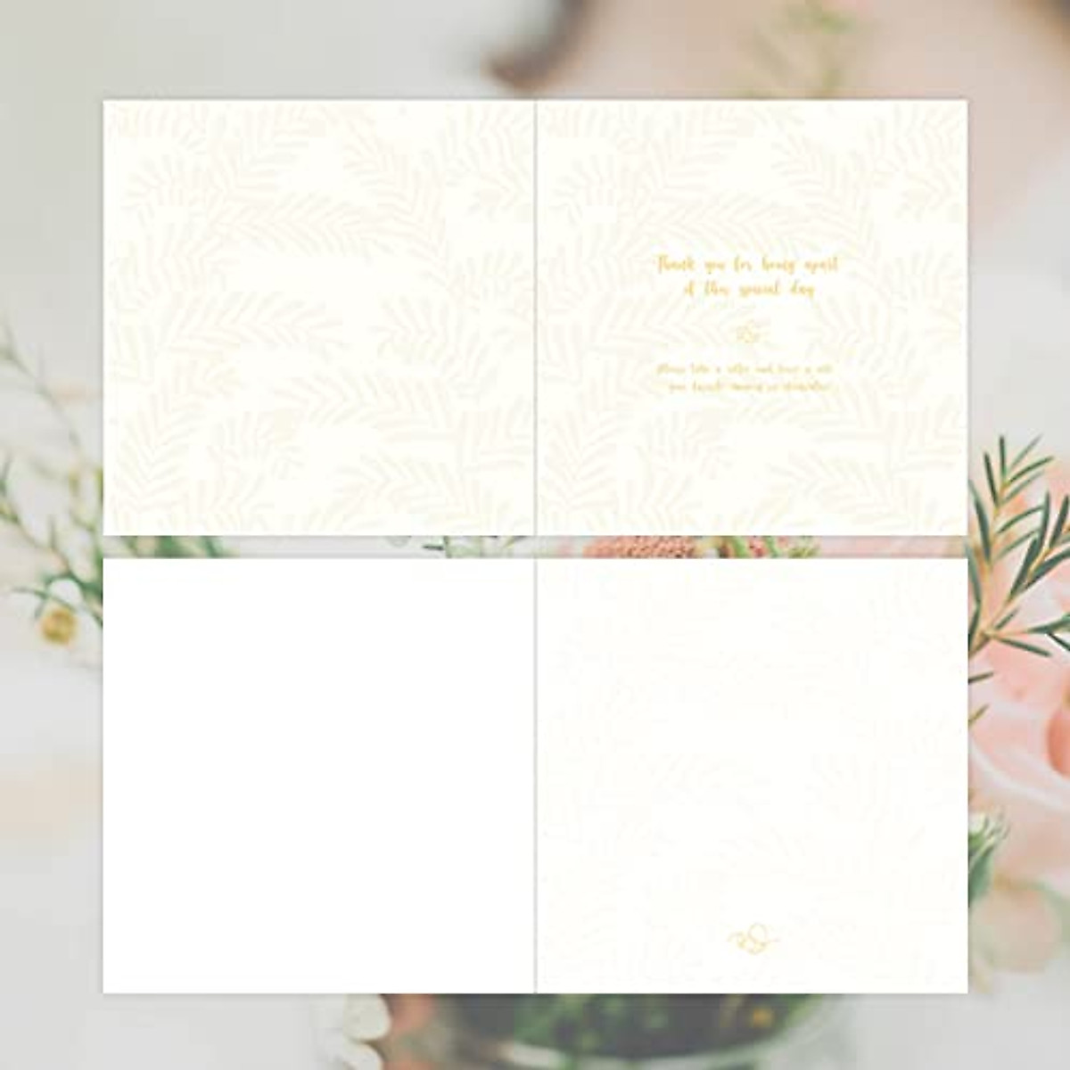 DHGFAMI Wedding Guest Book - 100 Page/50 Sheets – for Wedding, Reception, Engagement, Baby Birthday - White Guestbook w/Bookmark & Gold Floral Pattern Foil Gilded Edges (White)
