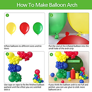 HYOWCHI Cartoon Friends Birthday Party Supplies - 124 Pcs Cartoon Theme Balloon Garland Arch Kit, Red Blue Yellow Green Latex Balloon Arch For Friends Inspired Birthday Party Decorations