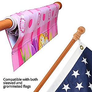 Anley 56" Solid Pine Wooden House Flagpole - Fit Standard 3x5 Ft Flag - Wood Flag Pole with Tangle Free Adjustable Rotating Ring - Wall Mount Wood Flag Pole for Garden, Yard, Porch and Estate