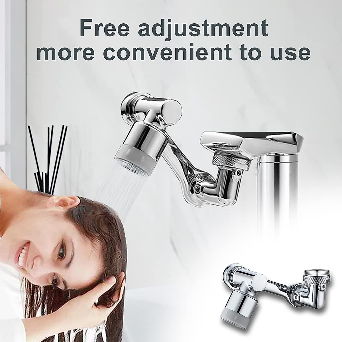 1080° Faucet Extender For Bathroom Sink, Rotating Faucet Extender Aerator, Swivel Faucet Attachment, 1080 Degree Rotatable Faucet Aerator (Single-Mode)