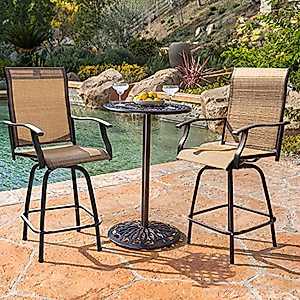 Devoko Patio Bar Stools Set of 2 All-Weather Outdoor Patio Furniture Set Counter Height Tall Patio Swivel Chairs for Bistro, Lawn, Garden, Backyard