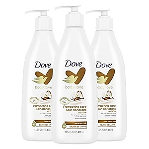 Dove Body Love Pampering Body Lotion for Silky, Smooth Skin Shea Butter Softens and Smoothes Dry Skin, White, 13.5 Oz, 3 Count