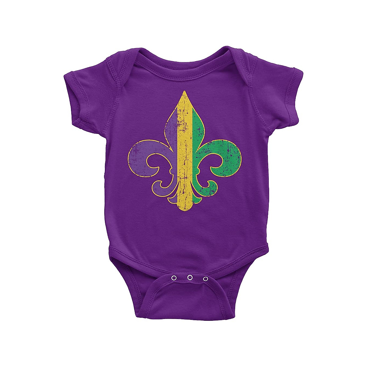 Threadrock Unisex Baby Mardi Gras Fleur De Lis Infant Bodysuit - 6 Months, Purple
