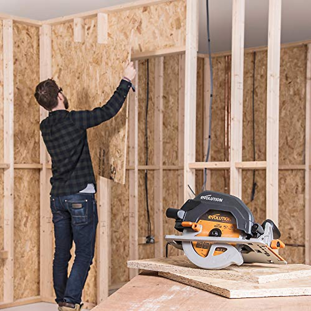 Evolution Power Tools R185CCS 7-1/4" TCT Multi-Material Cutting Circular Saw, 7-1/4", Orange