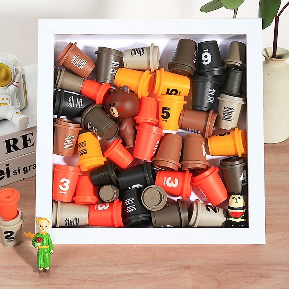 Muzilife Shadow Box Picture Frame with Linen Board Deep Wood Glass Display Case Ready to Hang Memory Box Baby Sports Memorabilia, Pins, Awards, Medals, Wedding, Tickets and Photos (White, 2pcs 8X8)