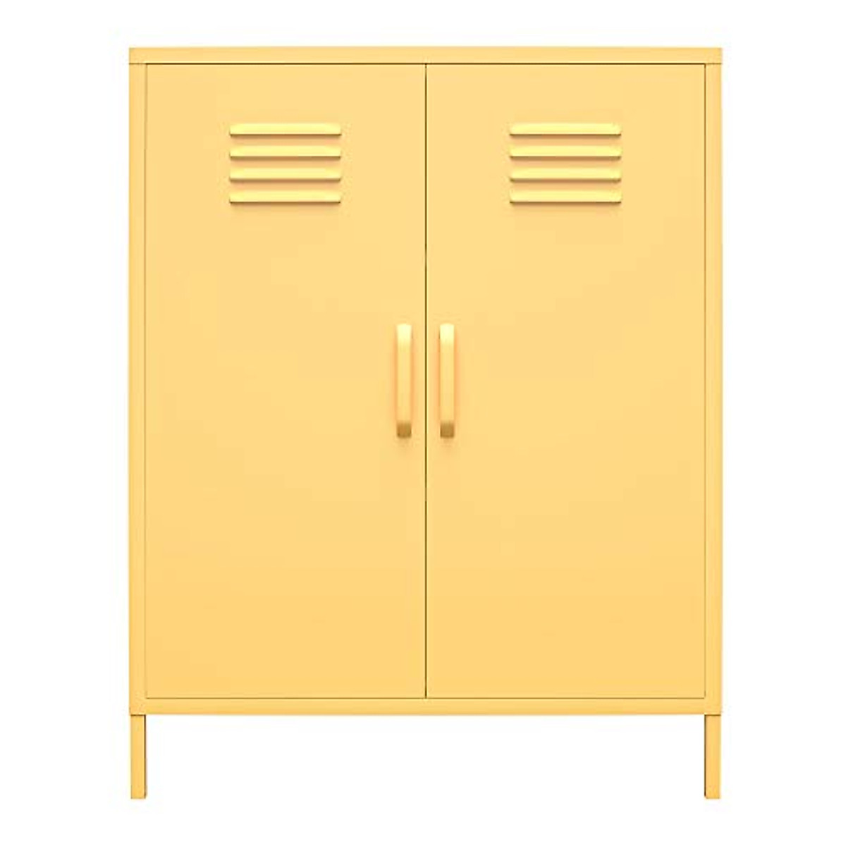 Novogratz Cache 2 Door Metal Locker Storage, Yellow Cabinet