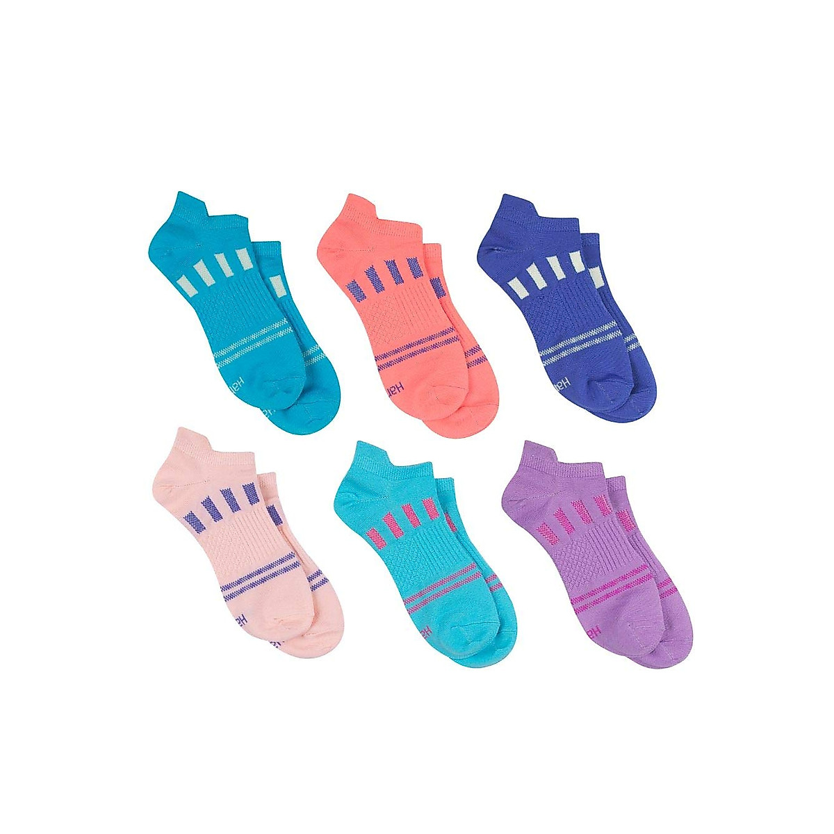 Hanes womens Performance Cool Compression Heel Shield 6 Pair Pack Casual Sock, Pink/Blue Design, 8 12 US