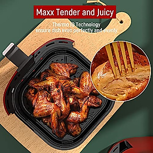 Air Fryers 4 Qt, Fabuletta 9 Cooking Functions Smart Air Fryers, Shake Reminder, Powerful 1550W Electric Hot Air Fryer,Tempered Glass Display, Dishwasher-Safe & Nonstick, Quiet, Fit for 2-4 People