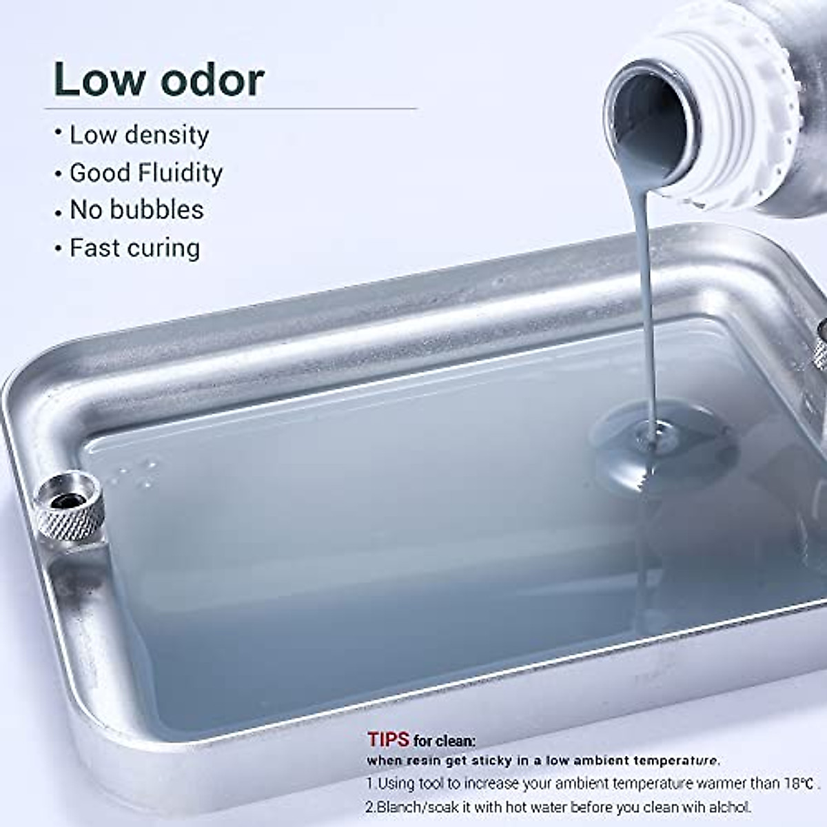 【DR.3D】3D Printer Resin, Smelless Standard Resin for 3D Resin Printer, 405nm Photopolymer Resin with Great Details & Ragidity, Fast Curing Resin for LCD 3D Printing, Grey 1000g