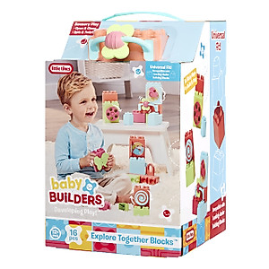 Little Tikes Baby Builders - Explore Together Blocks First Blocks for Babies and Toddlers, Boys and Girls, Easy to Connect, Sensory Play