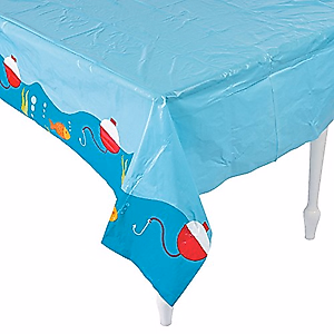 Fun Express Little Fisherman Table Cloth Cover (9 feet Long) Fishing and Birthday Party Supplies