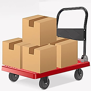 Generic Push Cart Dolly Foldable Hand Truck Multi-Size Plastic Platform Push Cart Flatbed Trolley with 4 Wheels for Lage Parcel Moving Transport Platform Truc, Large