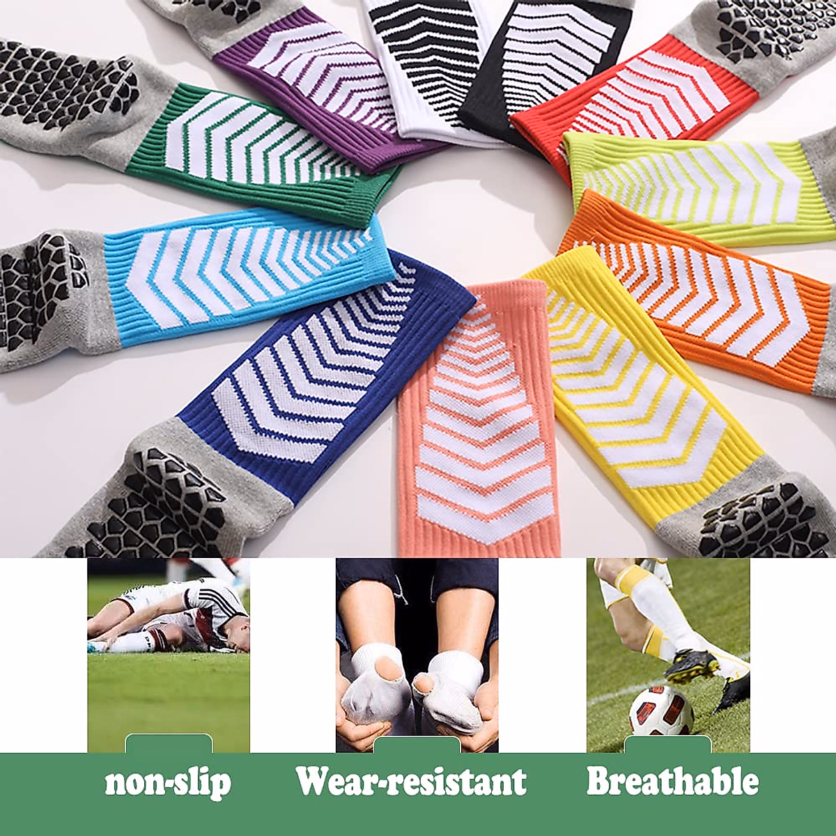 Anti-Skid Socks With Grips Non Slip Socks Ideal For Strenuous Exercise, Yoga, Pilates, Fall Prevention (2 Pairs Black)