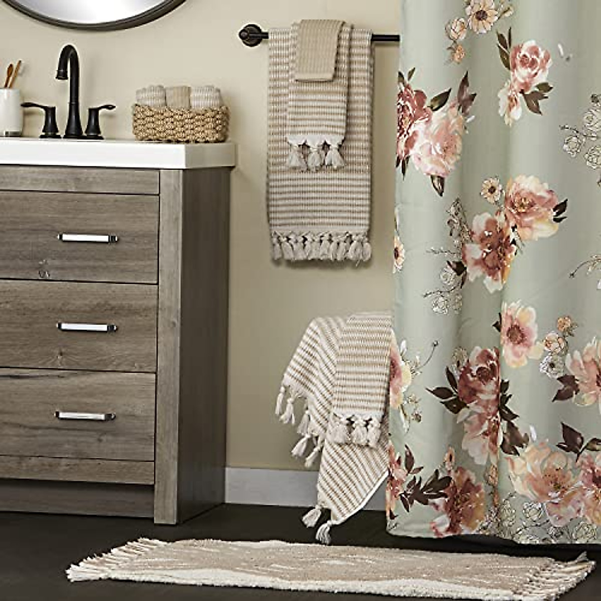 SKL Home Longborough 100% Turkish Cotton Hand Towel Set, 16x26, Tan