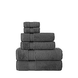 Peshkul Premium Collection Turkish Bath Towel Sets of 6 | 100% Cotton | 2 Bath Towels 27x54, 2 Hand Towels 16x30, 2 Washcloths 13x13 (Mineral Grey)