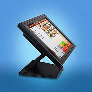 BOYU-SHITAI 15" LED HD VGA Touch Screen Monitor USB POS Stand for Retail Kiosk Restaurant Bar Hotel A La Carte Cash Register USA Stock (Black)