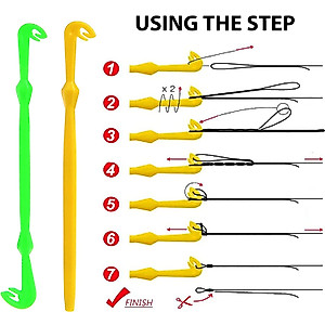 baixikly 4 Pcs Easy Hook Loop Tyer Disgorger Tool Plastic Hook Disgorger Set Tie Fast Knot Tying Tool for Fly Fishing Yellow Green