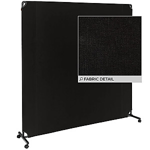 Lainly Rolling Room Divider Wall - Made in North America (6' L x 6' H, Black) Partition Room Dividers, Temporary Wall, Office Divider, Privacy Screen, Wall Divider & Room Divider Screen
