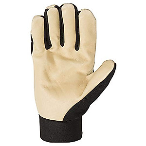 Wells Lamont Men's Hi-Dexterity Hybrid Leather Work Gloves | Stretch Fit | Large (3214L) , Black