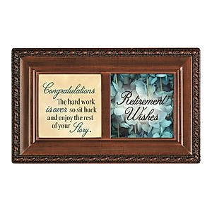 Cottage Garden Congratulations Retirement Wishes Woodgrain Rope Petite Music Box Plays Somewhere in Time