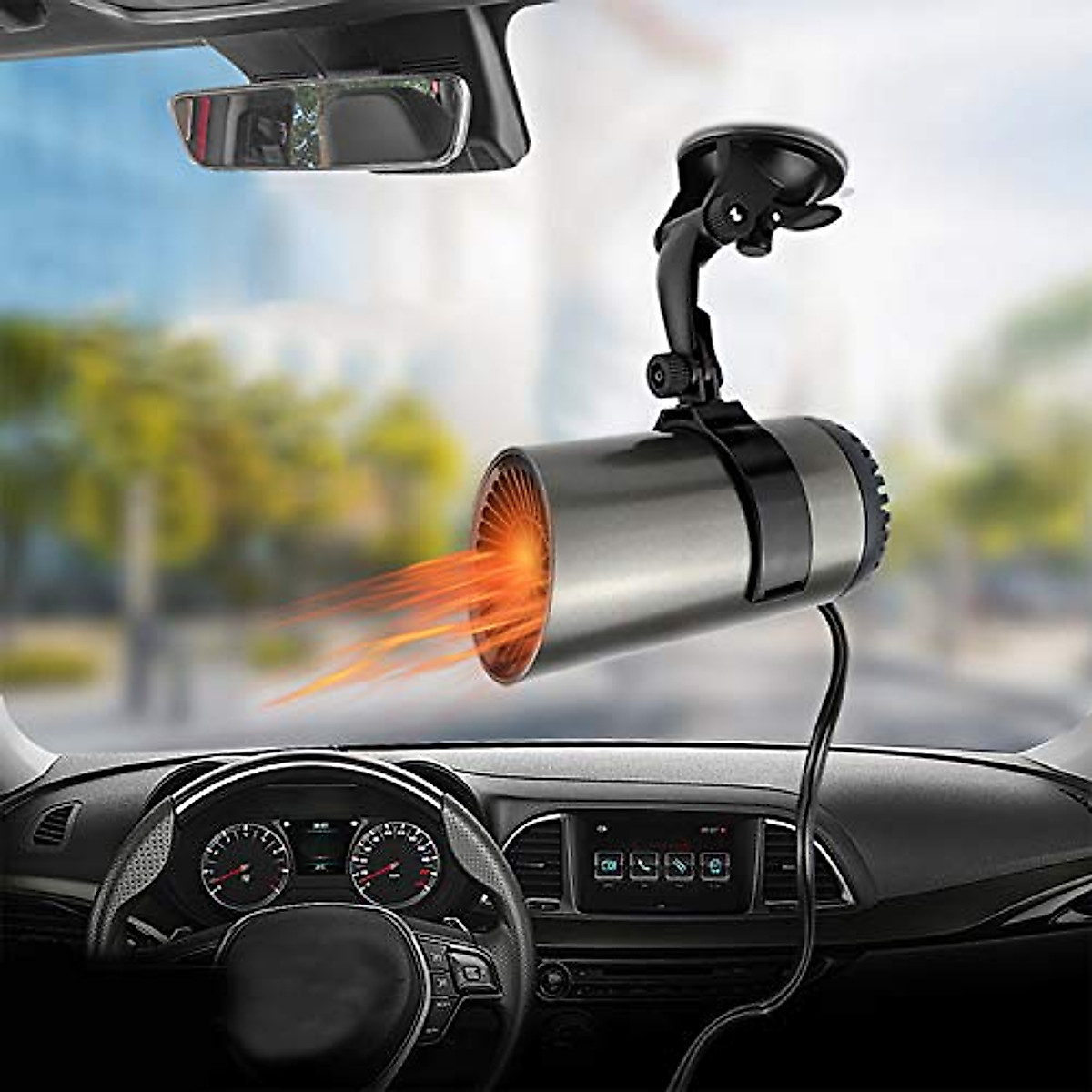Portable Car Heater, 12V 150W Car Fan Plug in Cigarette Car Defroster Car Fan with Air Purification 2 in 1 Fast Heating & Cooling Function 3-Outlet with Sucker Holder