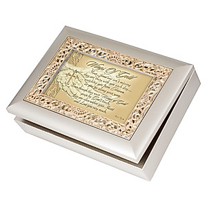 Cottage Garden Wings of Gold Loved One Watching Silvertone Gold Ornate Inlay Music Box Plays Wind Beneath My Wings