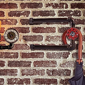 MENZOM Industrial Vintage Wall Mount Towel Rack - Industrial Tubular Paper Towel Rack, Heavy Duty Rustic Iron Pipe Design, Matte Black, with Hardware, for Bath Towels Towels(G)