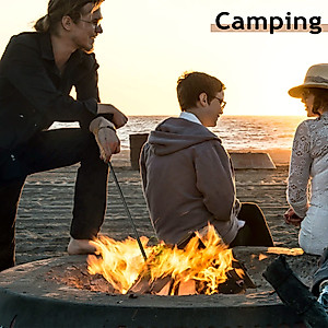 AGM Fire Poker for Fire Pit, 32" Long Heavy Duty Campfire Poker Stick with Wooden Handle for Camping, Fireplace, Bonfires, Rust Resistant Portable Fire Pit Tools Accessories for Outdoor & Indoor