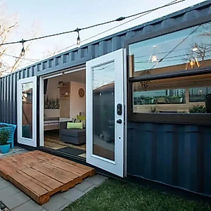 Tiny House to Live in Portable Prefab House with 2 Bedroom1 Full Equiped Bathroom and Kitchen Prefabricated Container House for Adults Living Foldable Mobile Home, Black/White