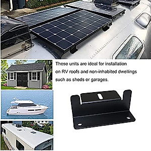 Solar Panel Mounting Bracket Aluminum Solar Panel Z Brackets Roof Solar Panel Bracket for RV, Boat, Wall, Caravans, Yacht and Other Off Gird Installation, Set of 4 Units, Black