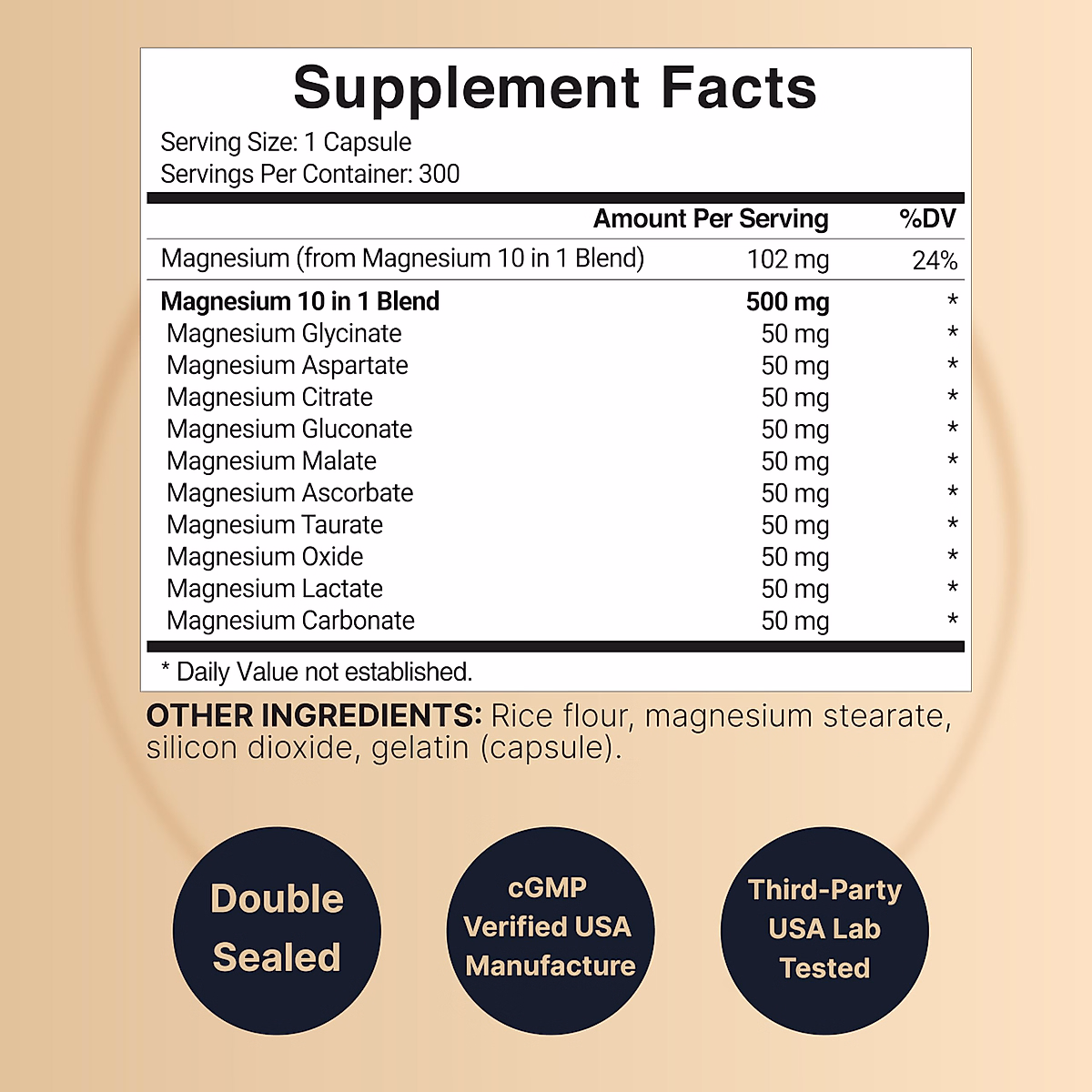 NatureBell Magnesium Complex Supplement 500mg, 300 Capsules | 10 Active Forms – Glycinate, Citrate, Taurate, Plus More | 100% Chelated & Purified | Bone, Heart, & Muscle Support | Non-GMO
