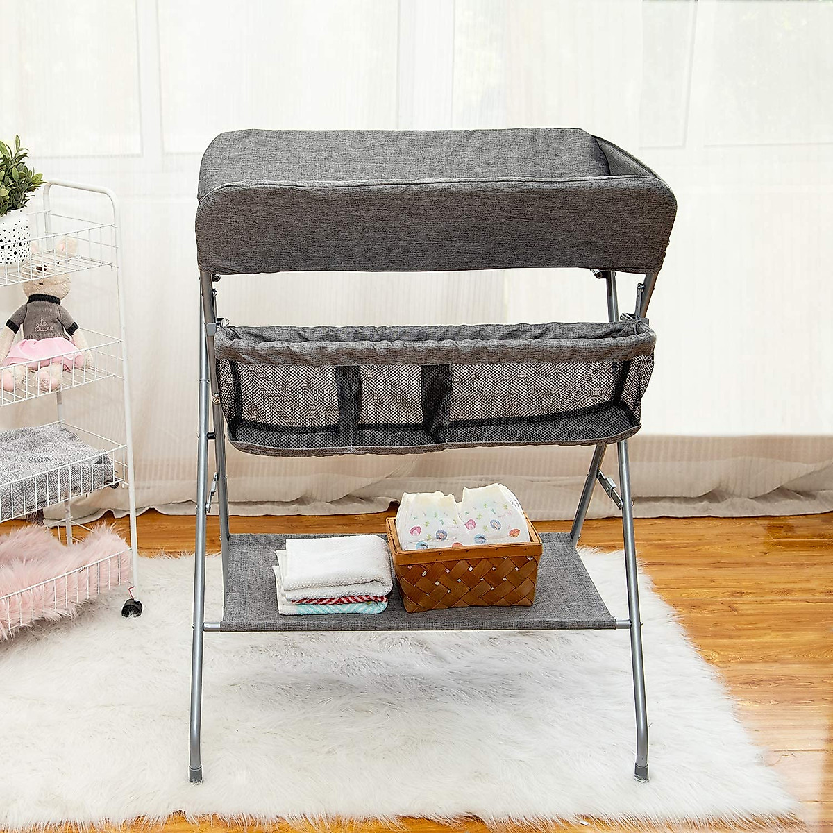 Kinfant Portable Baby Changing Table - Folding Diaper Station Nursery Organizer for Infant