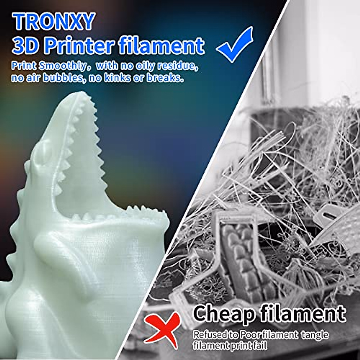 Pla Filament 1.75mm, Pla Glow in The Dark Filament, Multicolor, Green, Blue,Purple,Orange,Pink,Shiny,Fit Most FDM Printer,Dimensional Accuracy +/- 0.05 mm,1kg Spool(2.2lbs)