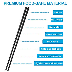 10 Pairs Fiberglass Chopsticks Family Set, ONEHERE Reusable Chinese, Japanese, Korean Chop sticks, Dishwasher Safe, Non-slip, for Sushi, Noodles, Food, Hotpot& Cooking, 9.5 inches, Classic Black