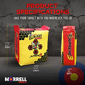 Morrell Yellow Jacket Supreme 3 28 Pound Adult Field Point Archery Bag Target w/HME Products Archery Range Practice Shooting 30 Inch Bag Target Stand