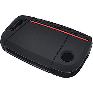 EXUNTECH 2Pcs Silicone Remote Key Fob Cover Compatible for 2020 2019 2018 2017 VW Volkswagen Golf Alltrack Sportwagen GTI Tiguan Atlas Polo Skoda Octavia, Red Blue Buttons