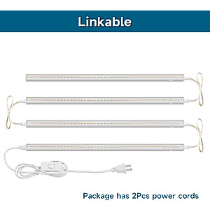 Barrina Grow Lights for Indoor Plants, 5000K White Full Spectrum Grow Light, 1ft Plant Growing Lamp, T5 Grow Light Strip, Plug and Play, 4-Pack