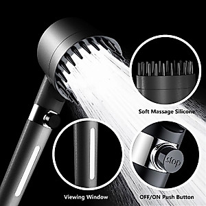 DFENGDF Filtered Shower Head High Pressure Showerhead with Handheld Spray Combo Detachable Showerhead with Hose Bracket Hard Water Filters Showerhead with ON/OFF Switch for Pets Bath