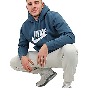 Nike Sportswear Club Fleece, Men's Graphic Pullover Hoodie (Ash Green/White, X-Large)