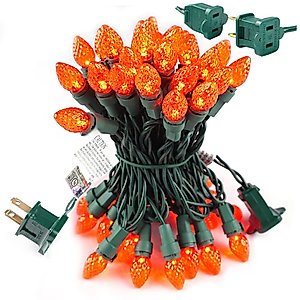 BOHON Halloween String Lights 50 LEDs Orange Lights UL Certified Christmas Lights Green Wire Halloween Lights Plug-in for Indoor Outdoor Halloween Decorations Thanksgiving Tree Carnival Decor