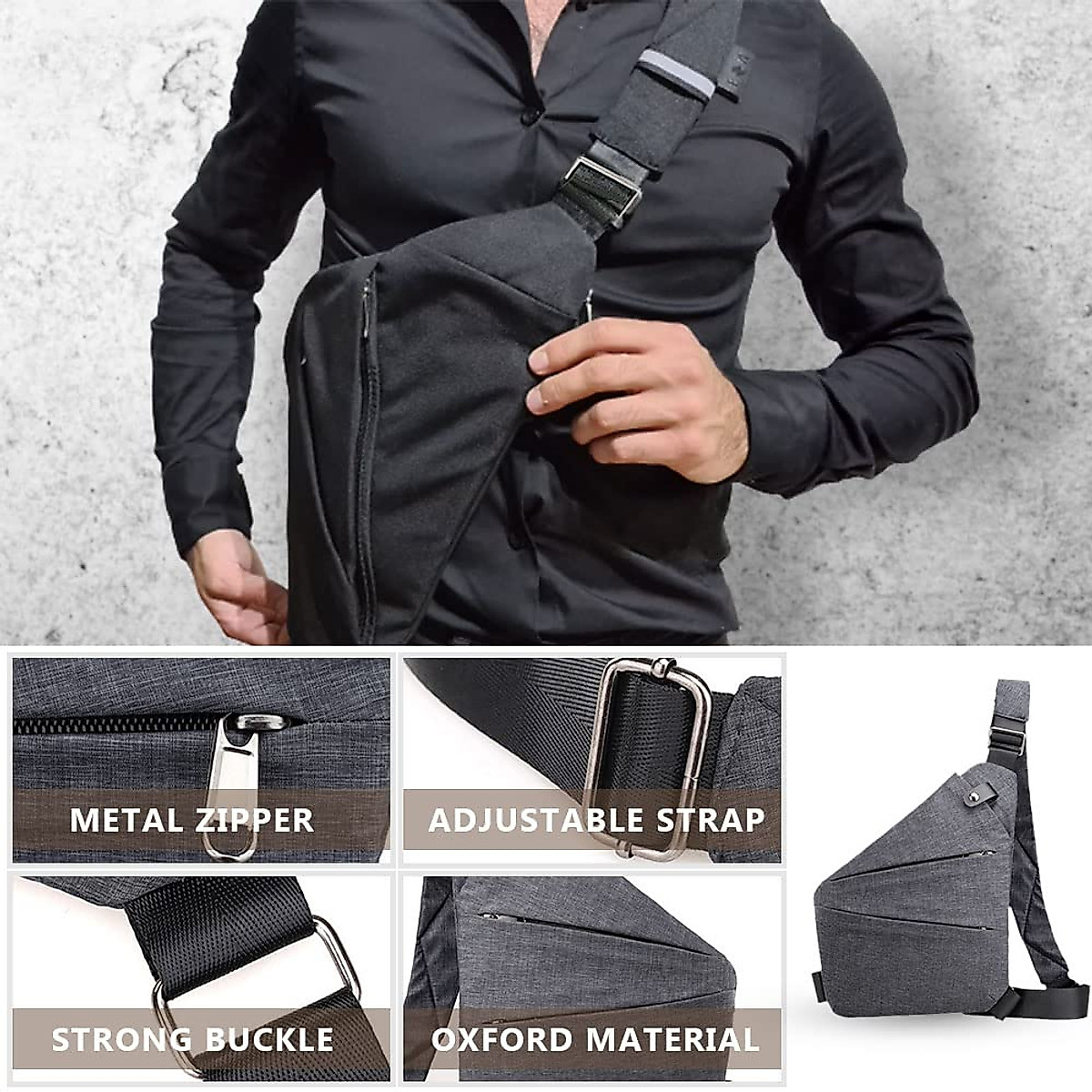 2023 New Personal Flex Bag, Crossbody Sling Bags Chest Shoulder Bags Anti-thief Pocket Bag Side Crossbody Backpack (Black_Left shoulder)